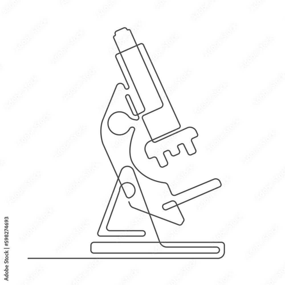 Microscope .Chemistry laboratory and science .One line drawing.Vector ...