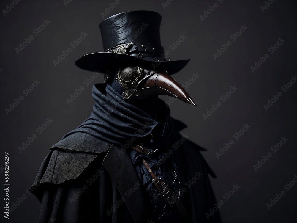 Plague doctor with dark background. Physician who treated bubonic ...
