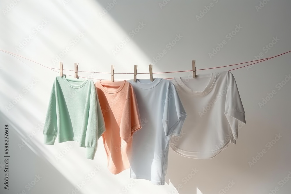 Clothes drying line outdoor. Generate Ai Stock Illustration | Adobe Stock