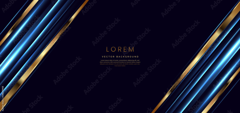 Abstract luxury dark background with golden light blue diagonal gold ...