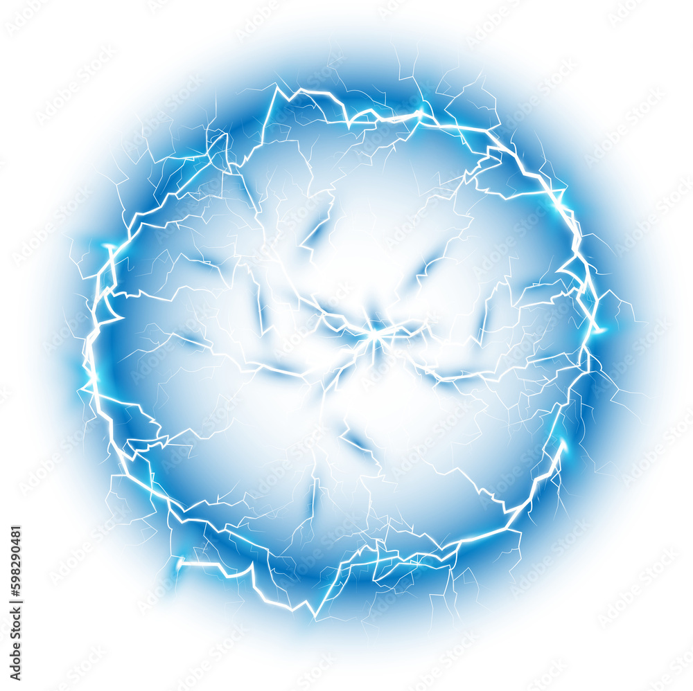 Blue Ball lightning on a transparent background. Abstract electric ... Blue Ball lightning on a transparent background. Abstract electric ...
