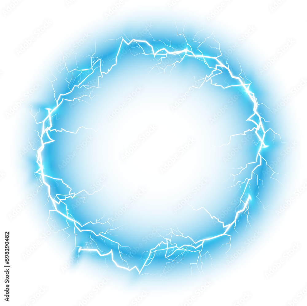 Blue Ball lightning on a transparent background. Abstract electric ...