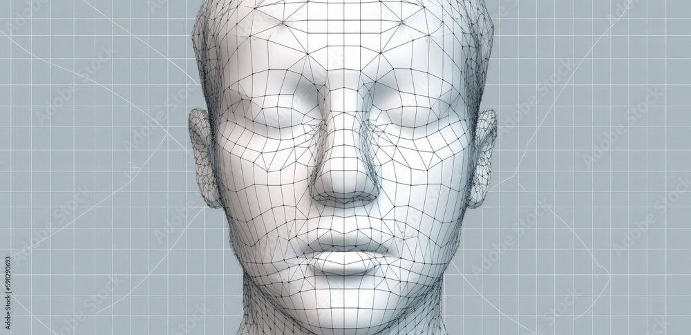 3d mesh facial head pattern vector file, in the style of techno ...