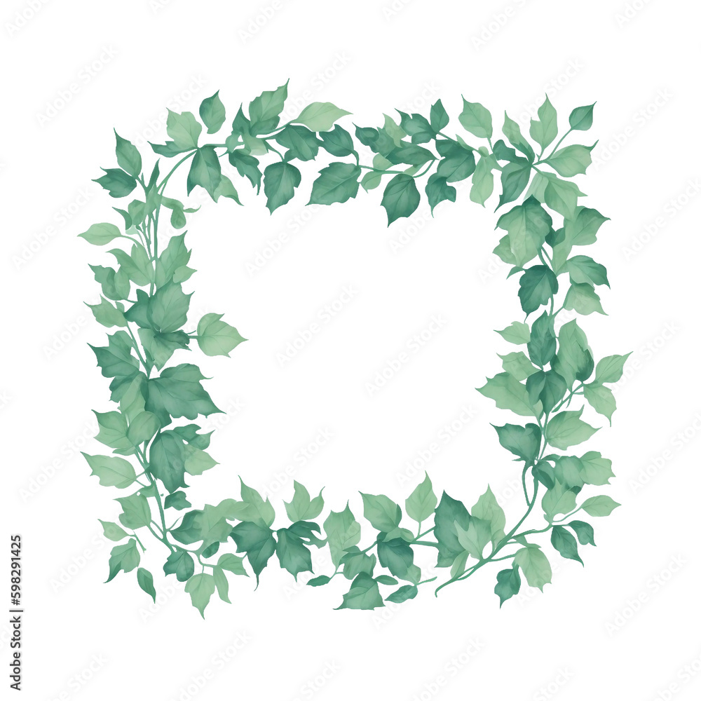 Beautiful green flower frame on transparent background. Generative AI ...