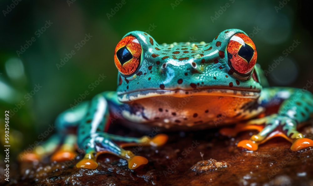 RANAS EXOTICAS TROPICALES DE COLORES VIVOS Stock Illustration | Adobe Stock