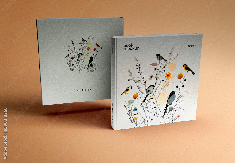 Square Book Mockup Design with Editable Background Stock Template ...