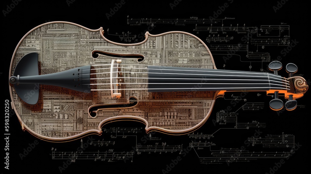 Diagrammatic Illustration of a Violin, Detailed Structure and ...