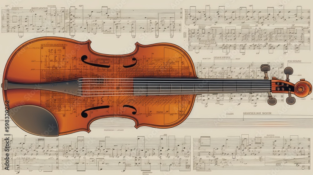 Diagrammatic Illustration of a Violin, Detailed Structure and ...