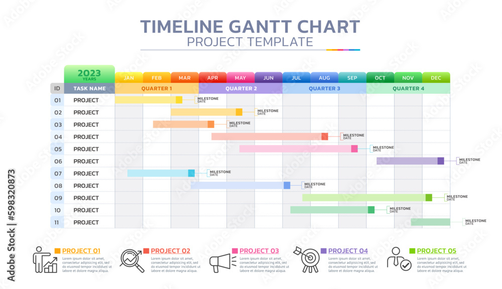 timeline gantt chart infographic template background เวกเตอร์สต็อก | Adobe Stock