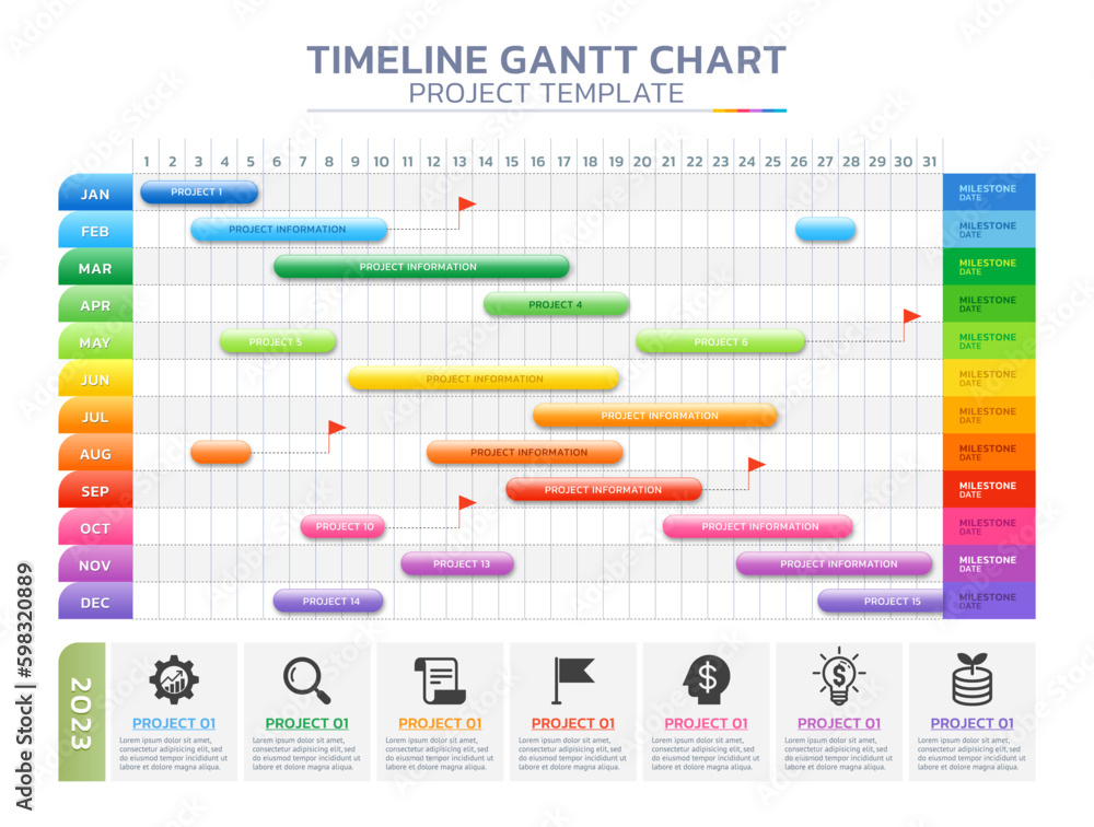 timeline gantt chart infographic template background Stock Vector ...