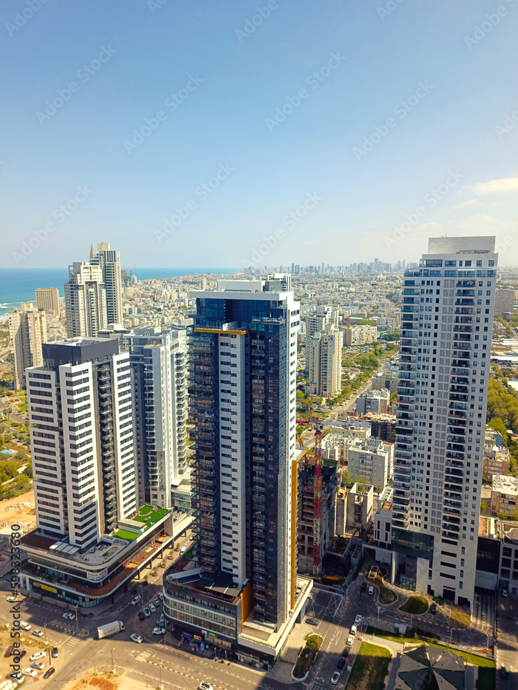 foreground High-rise buildings in Israel 2023 Top view. Stock Photo ...