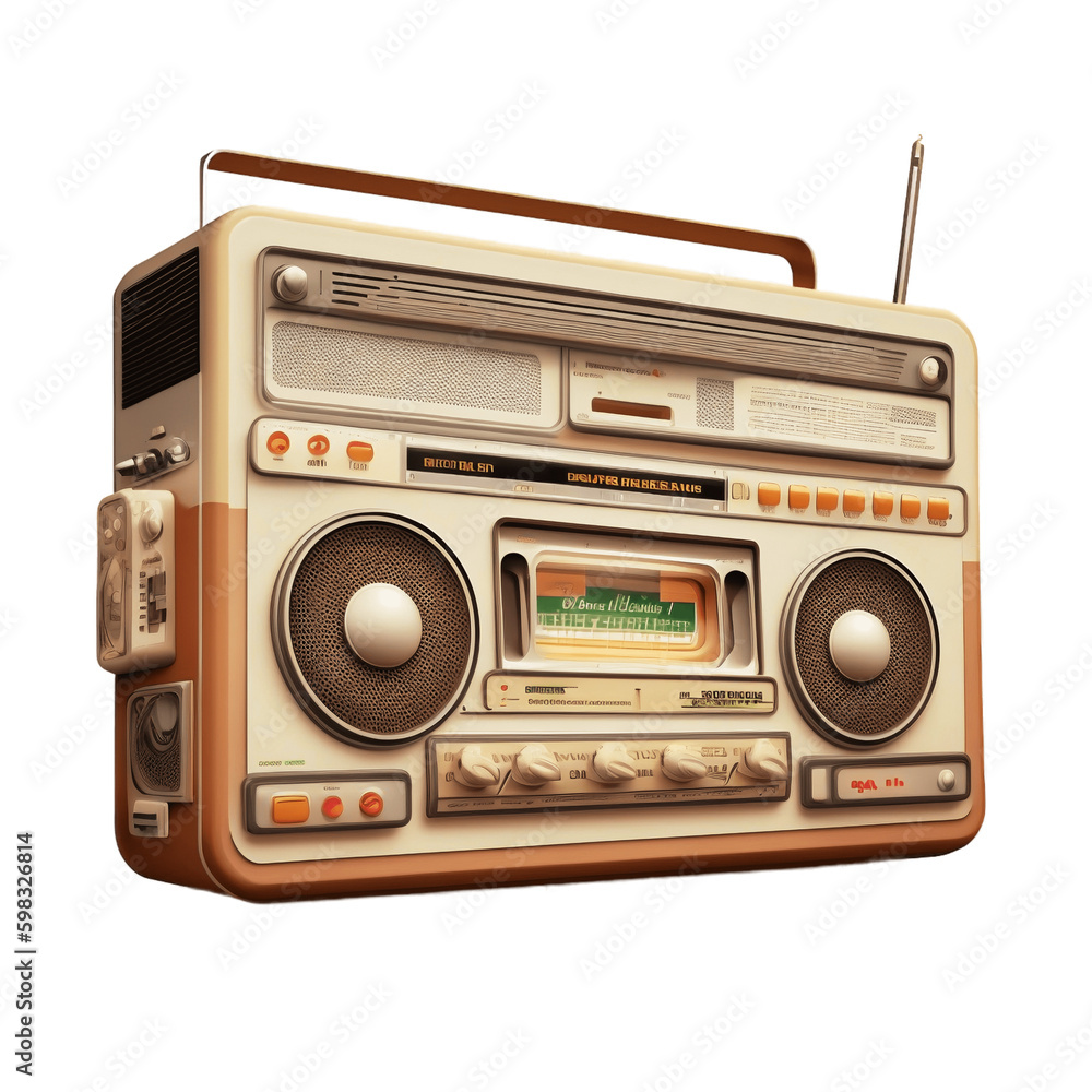 Retro Portable Stereo Boombox Radio Cassette Recorder 80s. Vintage Boom ...