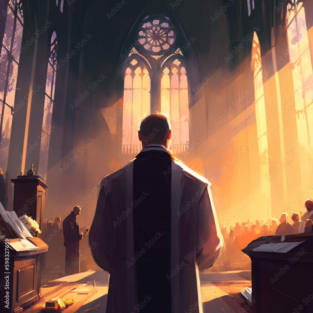 Priest giving mass in the church. Generative AI. Stock Illustration ...