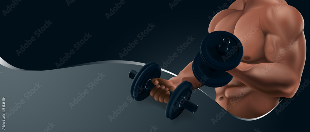 Visual drawing of bodybuilding fitness club banner ads, concept healthy ...