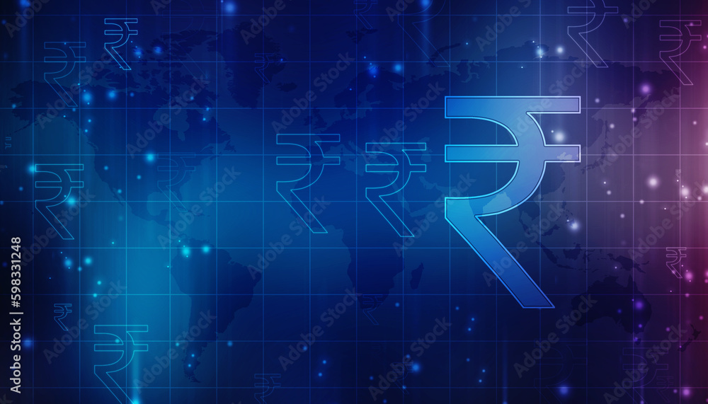 Indian Rupee symbol on financial Background, Growth of Indian stock ...