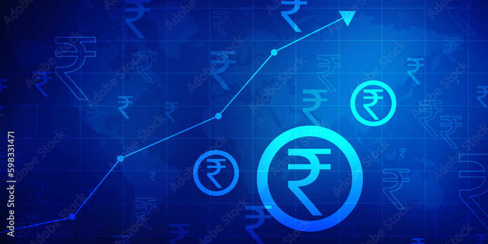 Indian Rupee symbol on financial Background, Growth of Indian stock ...