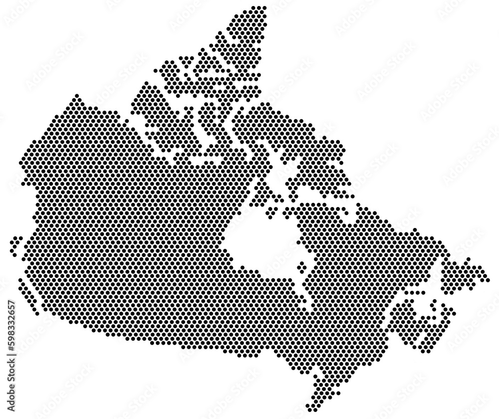 ภาพประกอบสต็อก Map of Canada from dots on a transparent background ...