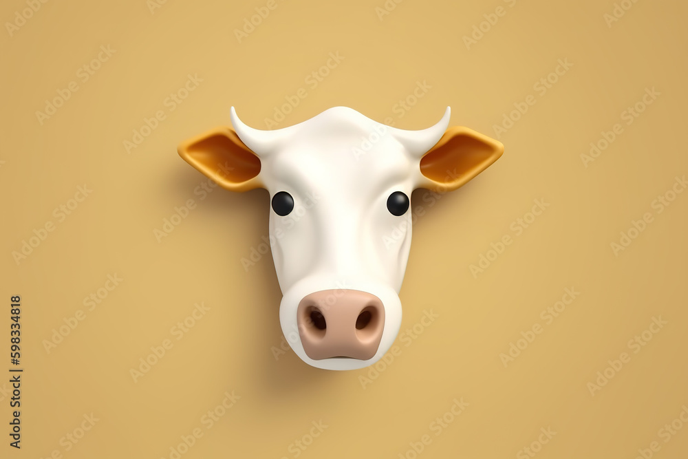 Image of cow head 3d model on a clean background. Farm animals ...
