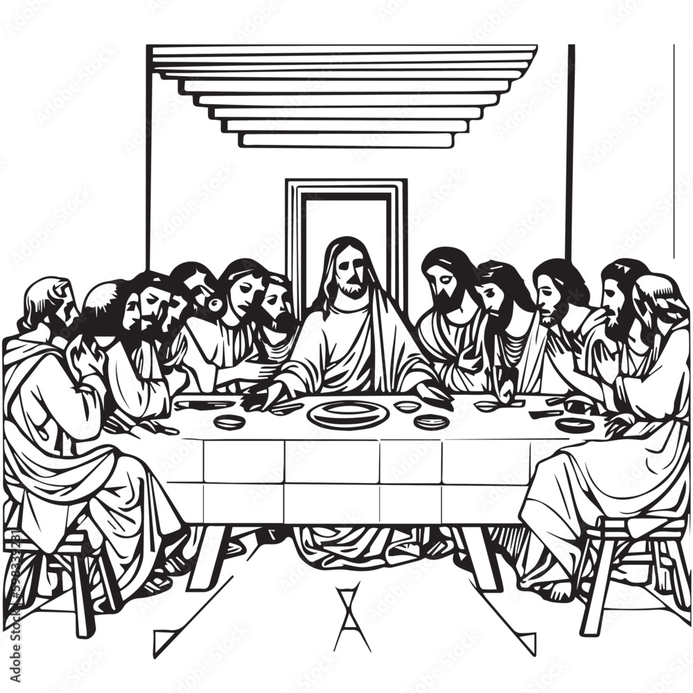 Vetor de Jesus Christ The Last Supper. Vector illustration. do Stock ...