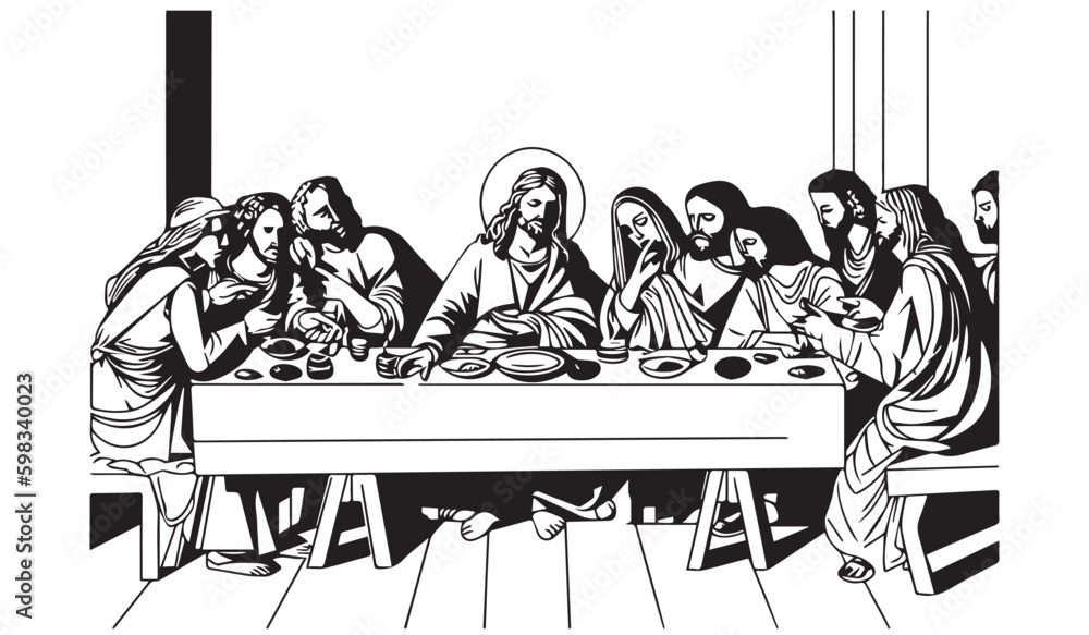 Jesus Christ The Last Supper. Vector illustration. Stock Vector | Adobe Stock