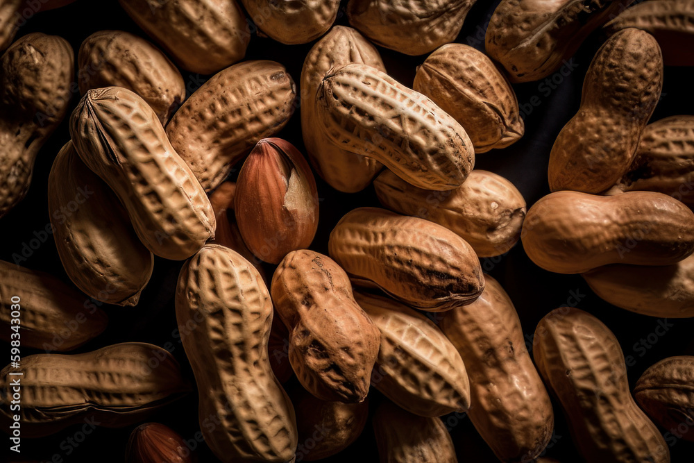 Fresh close up of peanuts in shells seamlessly put together. Created ...