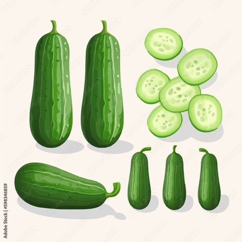 A collection of abstract cucumber illustrations that will add a modern ...