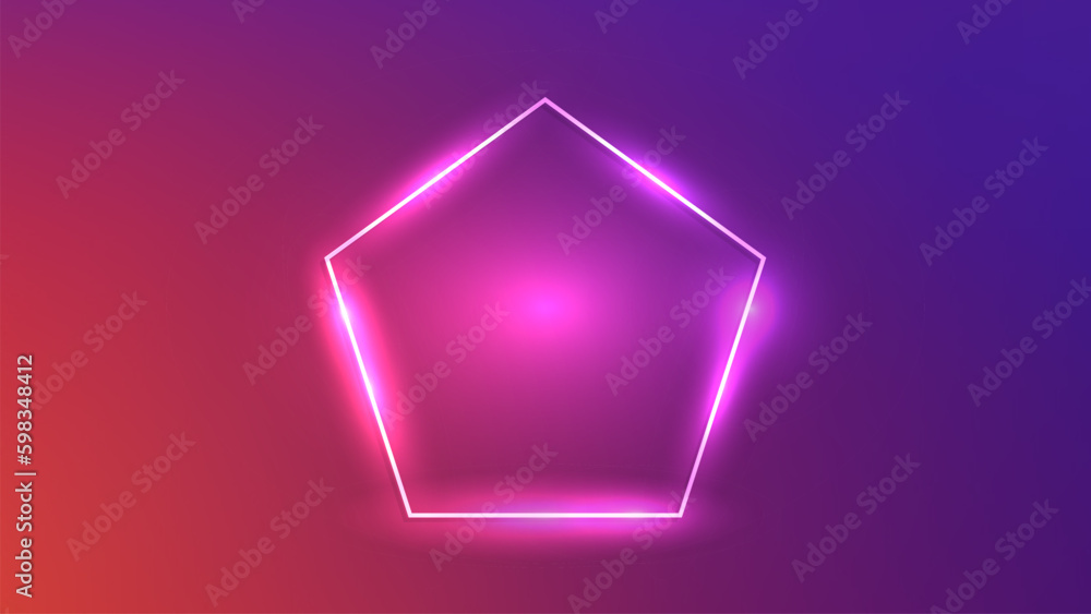 Neon frame in pentagon form with shining effects Stock Vector | Adobe Stock