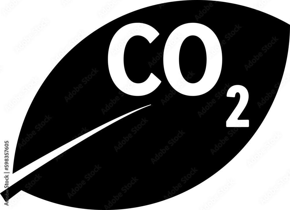 single leaf icon with the words "CO2". Logo for the CO2 and green ...