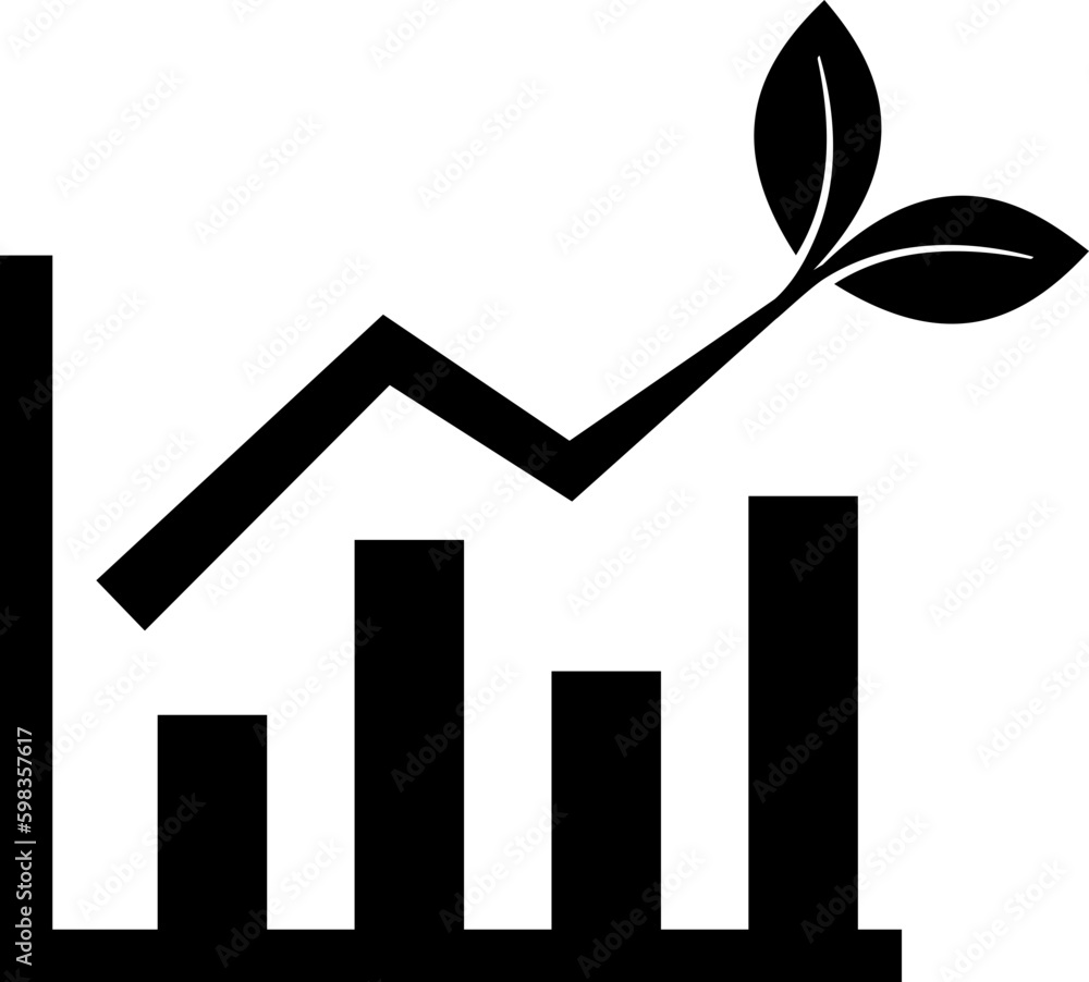 Green Sustainable Growth Icon. Rising bar chart concept with an arrow ...
