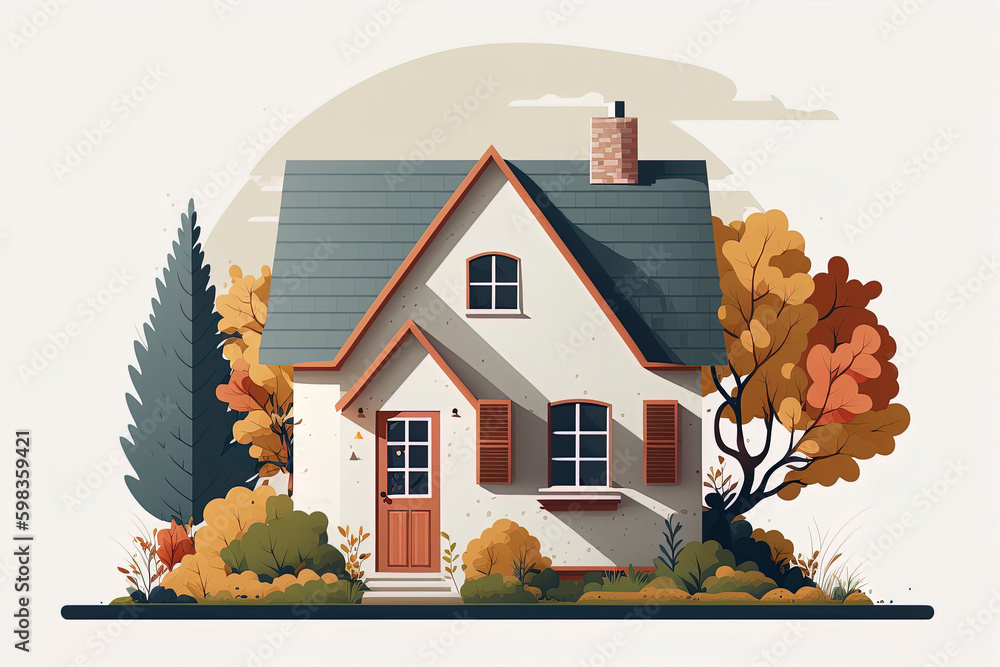 Simple house illustration isolated on white background, illustration of ...