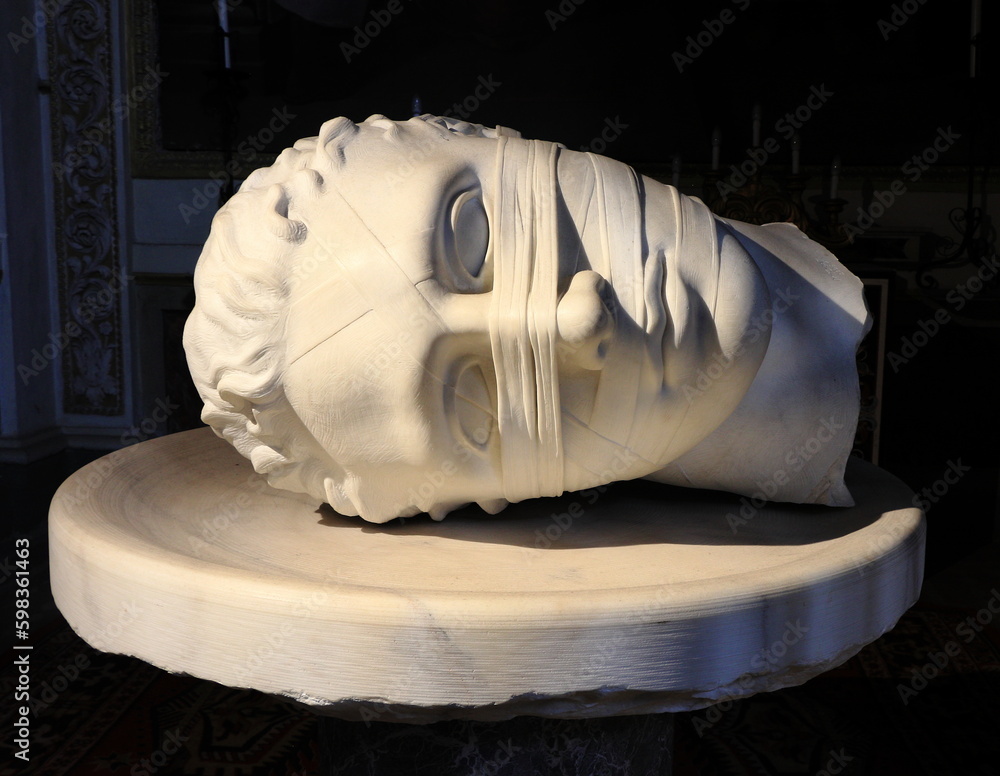 White Sculpture of the Severed Head of John the Baptist on a Table at ...