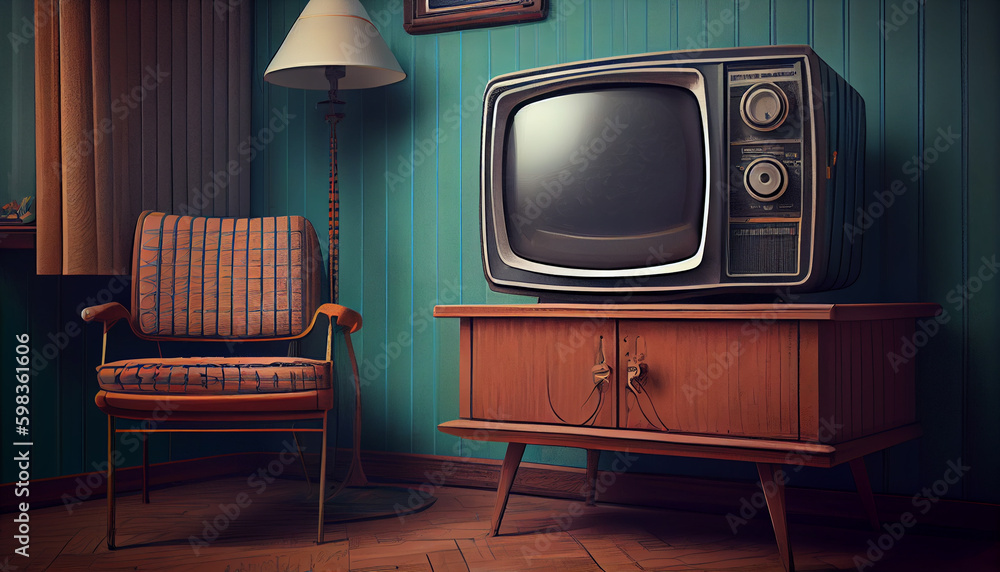 Retro television from the fifties, old fashioned vintage Stock ...