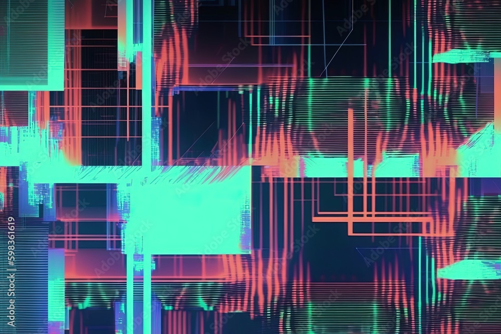 Background with interlaced digital glitch and distortion effect ...