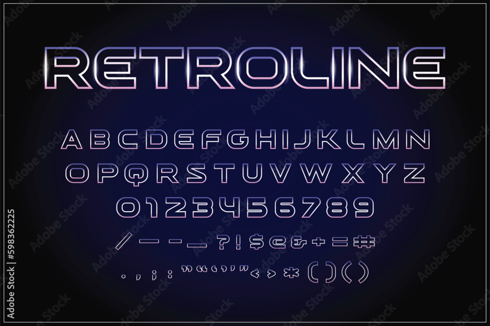 80's - 90's Retro Futurism Sci-Fi Font. Alphabet. Vector. Retro wave ...