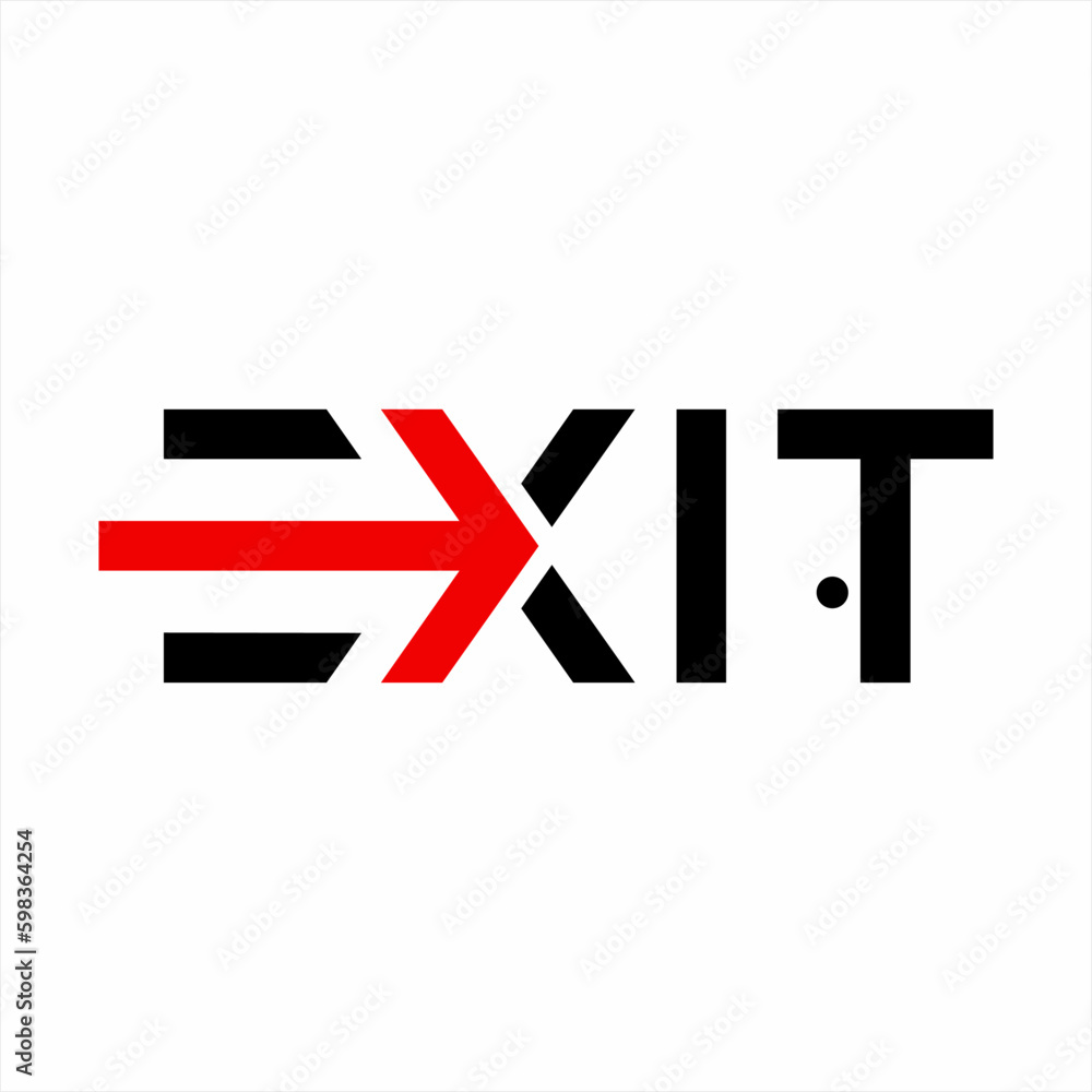 Exit logo design, exit word sign with arrow and door sign, text logo ...