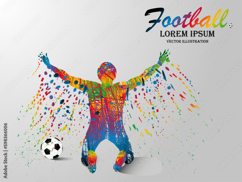 Visual drawing of winner man of match football game, colorful beautiful ...