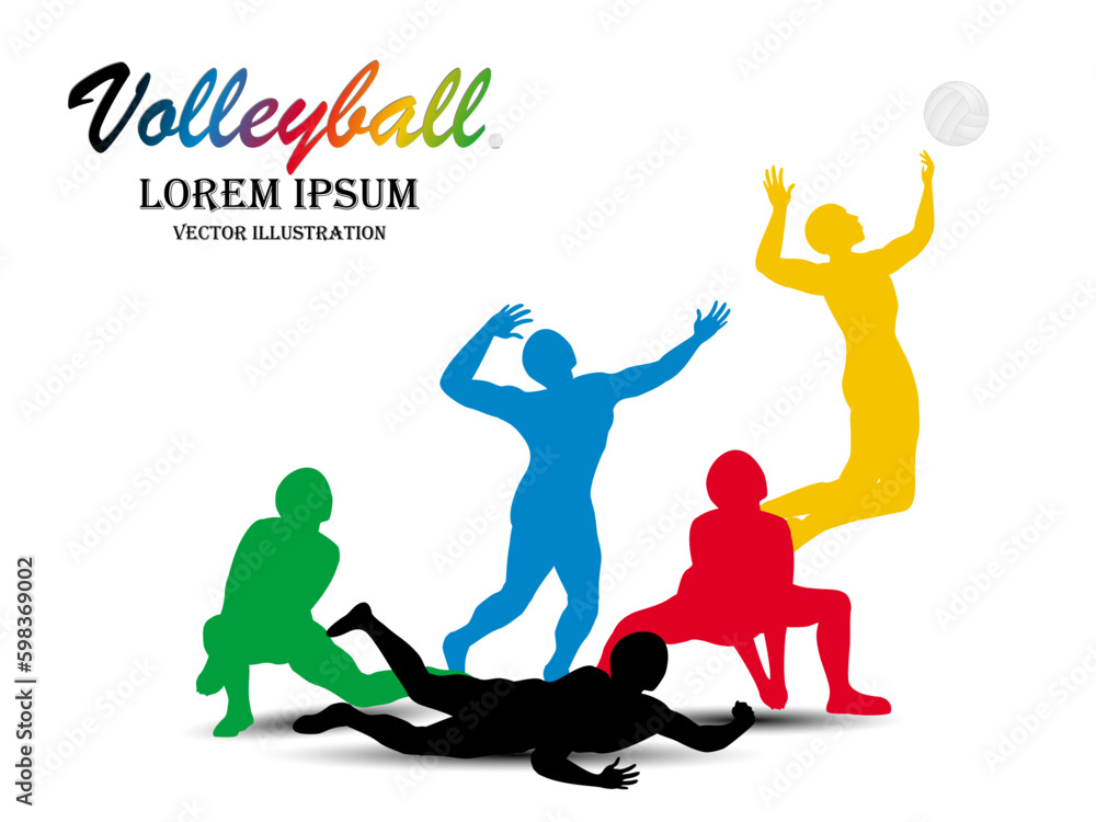 Visual drawing volleyball sport at fast of speed action in game ...