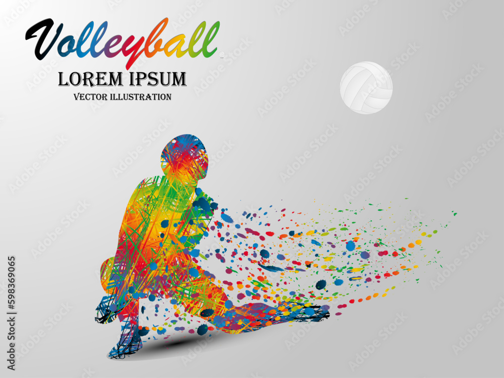 Visual drawing volleyball sport at fast of speed in game, colorful ...