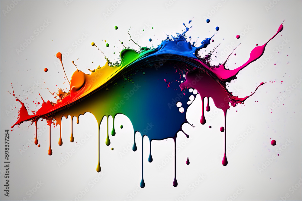 Splash of colors paint in the air on white background, multicolors ...