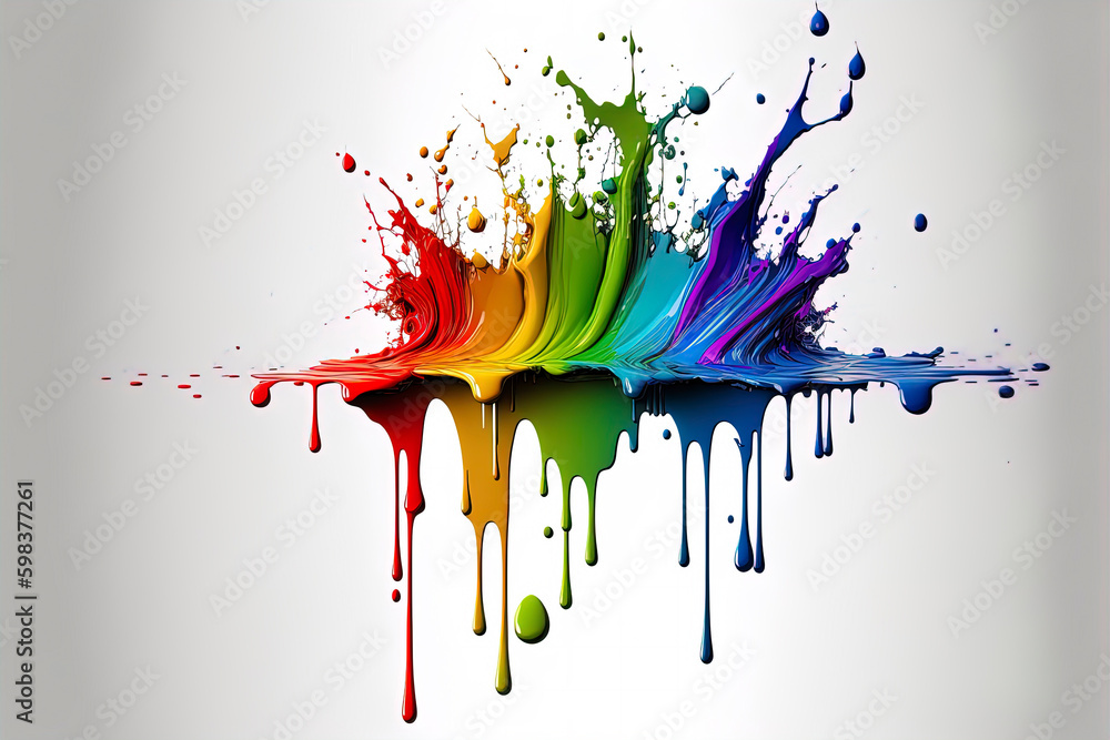 Splash of colors paint in the air on white background, multicolors ...