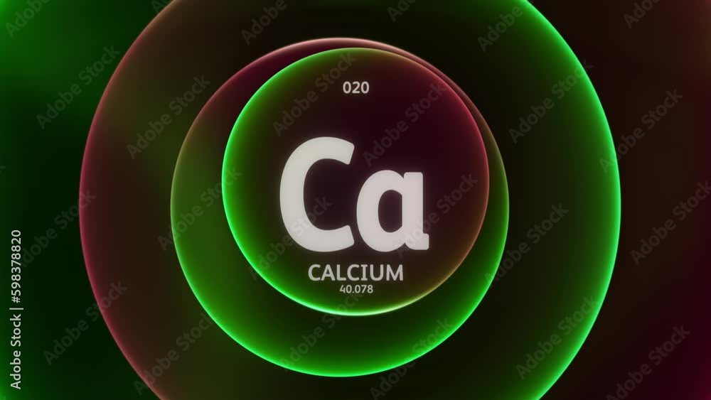 Calcium as Element 3 of the Periodic Table. Concept animation on ...