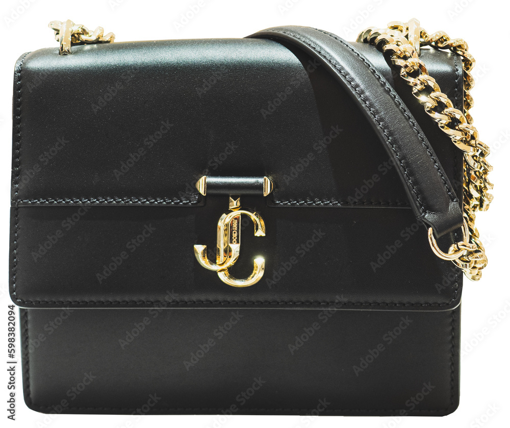 Glossy black leather shoulder bag,JC golden logo by Jimmy Choo.Milan ...