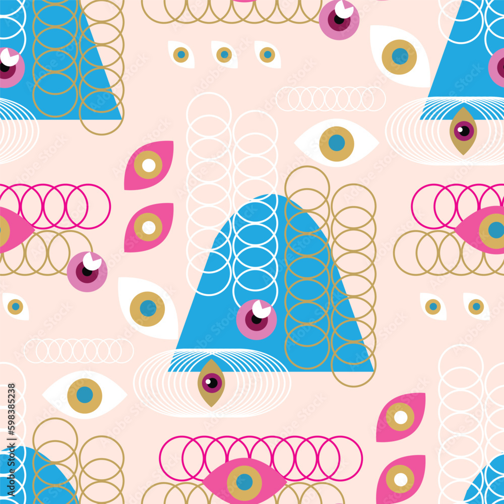 Hand drawn seamless pattern with esoteric eye , All-seeing eye Magic ...