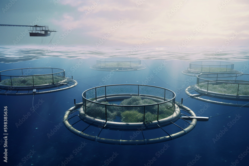 Aqua farms supporting the ecological system. Generative Ai content ...