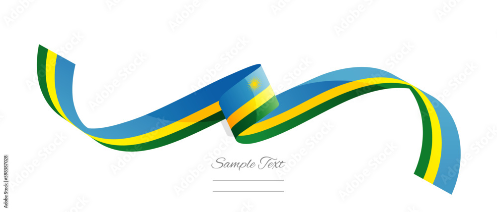 Rwandan flag ribbon vector illustration. Rwanda flag ribbon on abstract ...