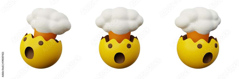 3d emoticon exploded head or stress emoji yellow ball emoticon creative ...