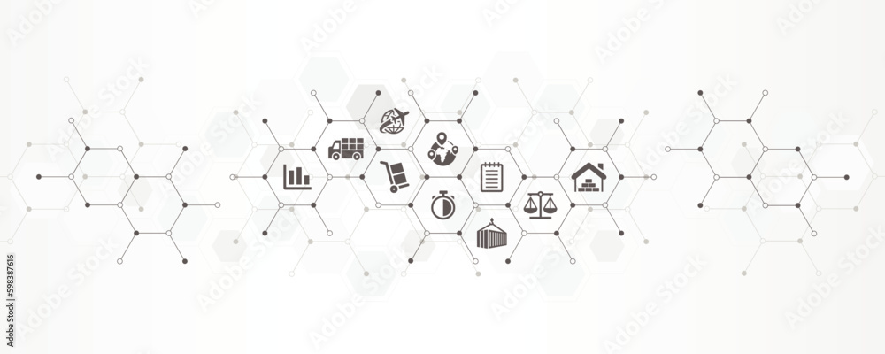 import, export, shipping banner vector illustration with the website ...