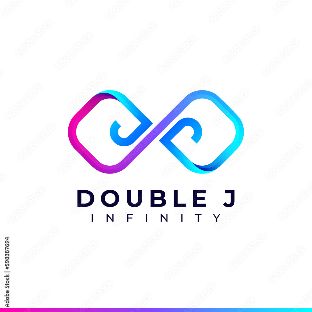 Letter J Infinity Logo design and Gradient Colorful symbol for Business ...