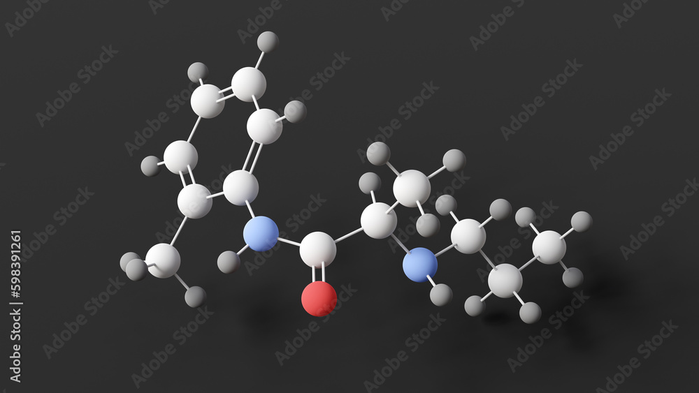 prilocaine molecule, molecular structure, citanest, ball and stick 3d ...