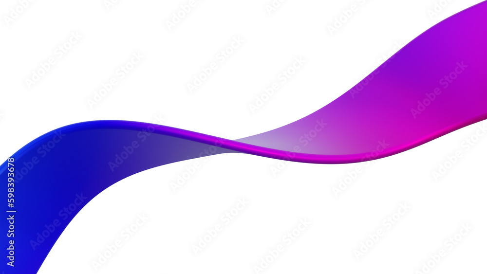 3d abstract purple ribbon element on transparent background, abstract ...